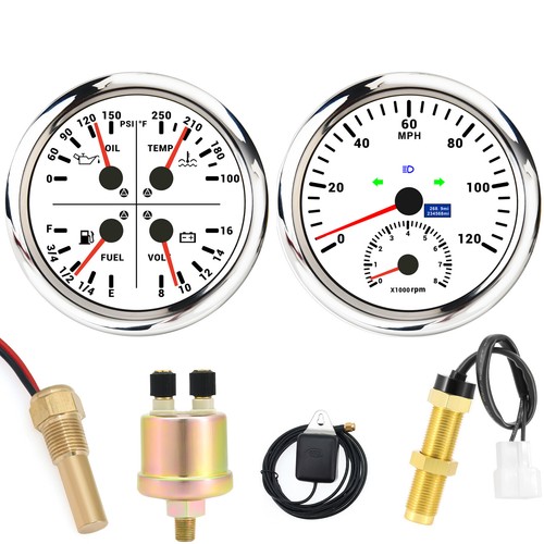 110mm GPS Speedometer 0-120MPH with Tachometer 0-8000RPM 4in 1 Gauge ...