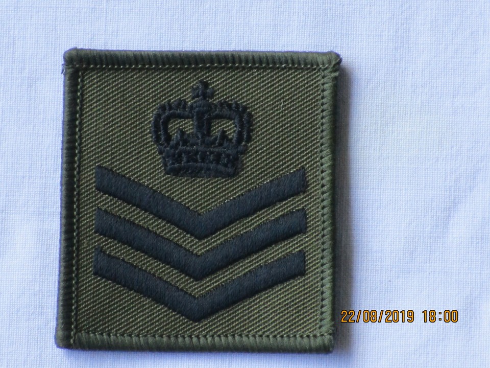 Rank Insignia; Staff Sergeant Ssgt , Black on Olive, 50 X55 MM, Helmet ...