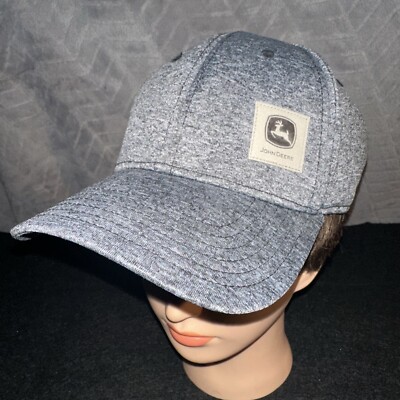 John Deere Patch Side Panel Baseball Cap Hat Heather Grey Fitted One ...