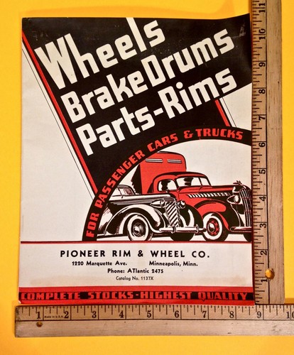 Vintage 1937 Pioneer Rim Wheel MN 25 Page Dealer Advertising Catalog W ...