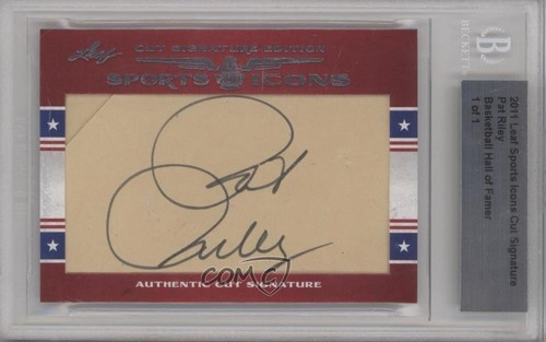 2011 Leaf Sports Icons Cut Signatures 1/1 Pat Riley Cut Signature Auto ...