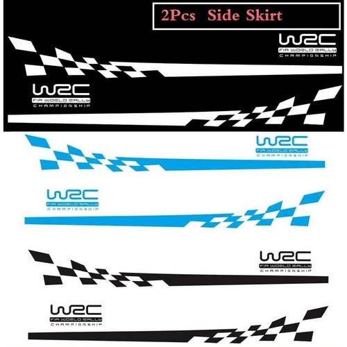 2 Pcs WRC Racing Plaid Hood Side Door Fender Stripes Stickers For Race ...