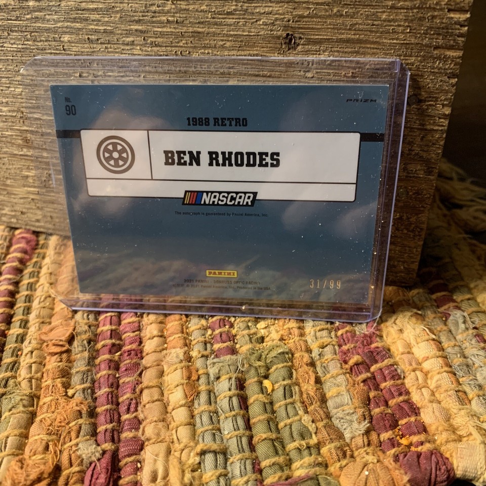 2021 Donruss Optic Racing 90 Ben Rhodes 1988 Retro Autograph Silver /99 ...