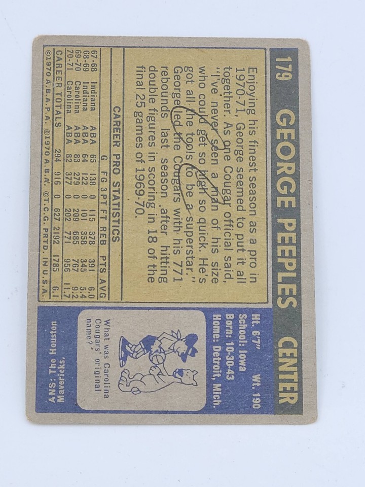1971 Topps #179 George Peeples | eBay