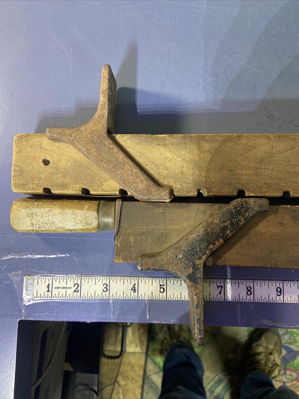 Rare VINTAGE ANTIQUE TRADE MARK PONY WOODEN WOOD BAR CLAMP TOOL SET OF ...
