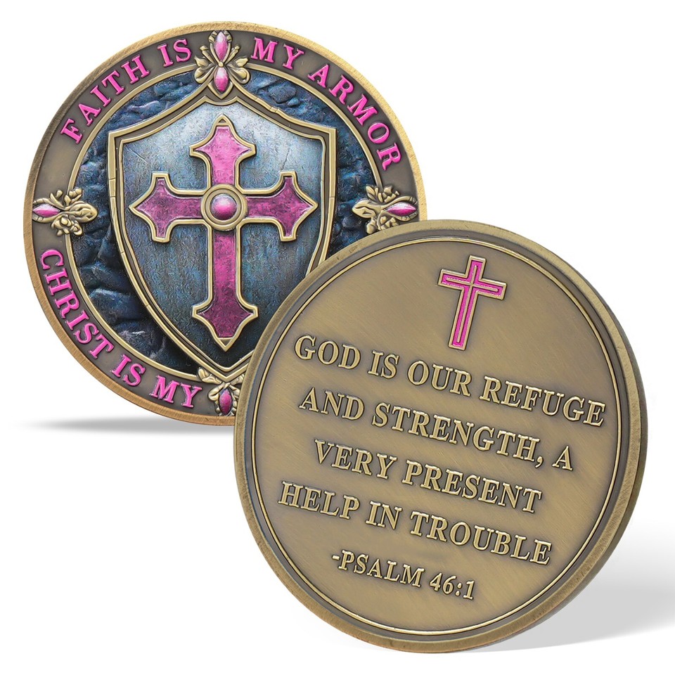 Christian Challenge Coin-Psalm 46:1 Verse -Faith Is My Armor-Religious ...