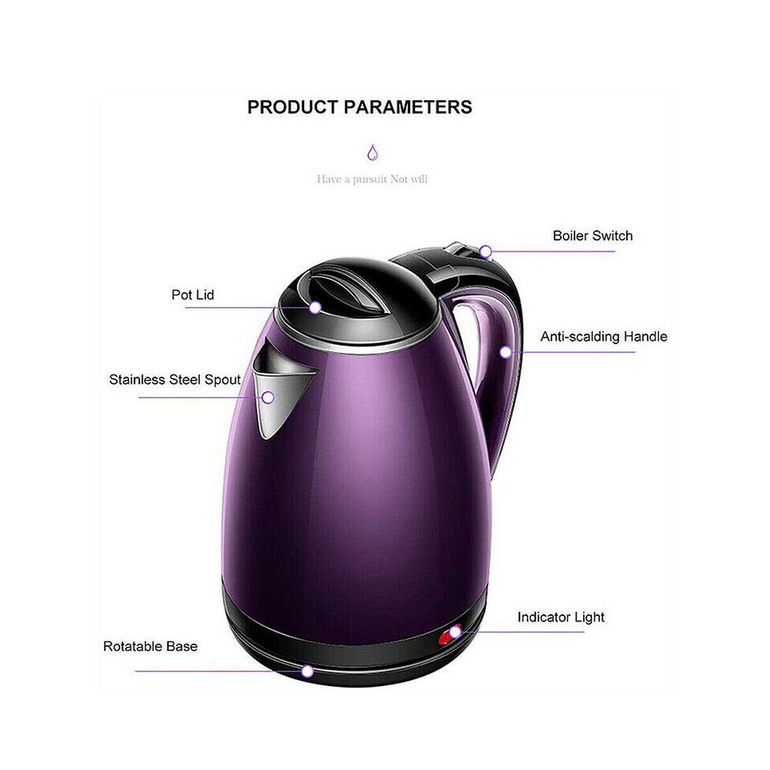 2L Kettle Electric Home Kitchen Water Pot Water Boiler 1500W 304 ...