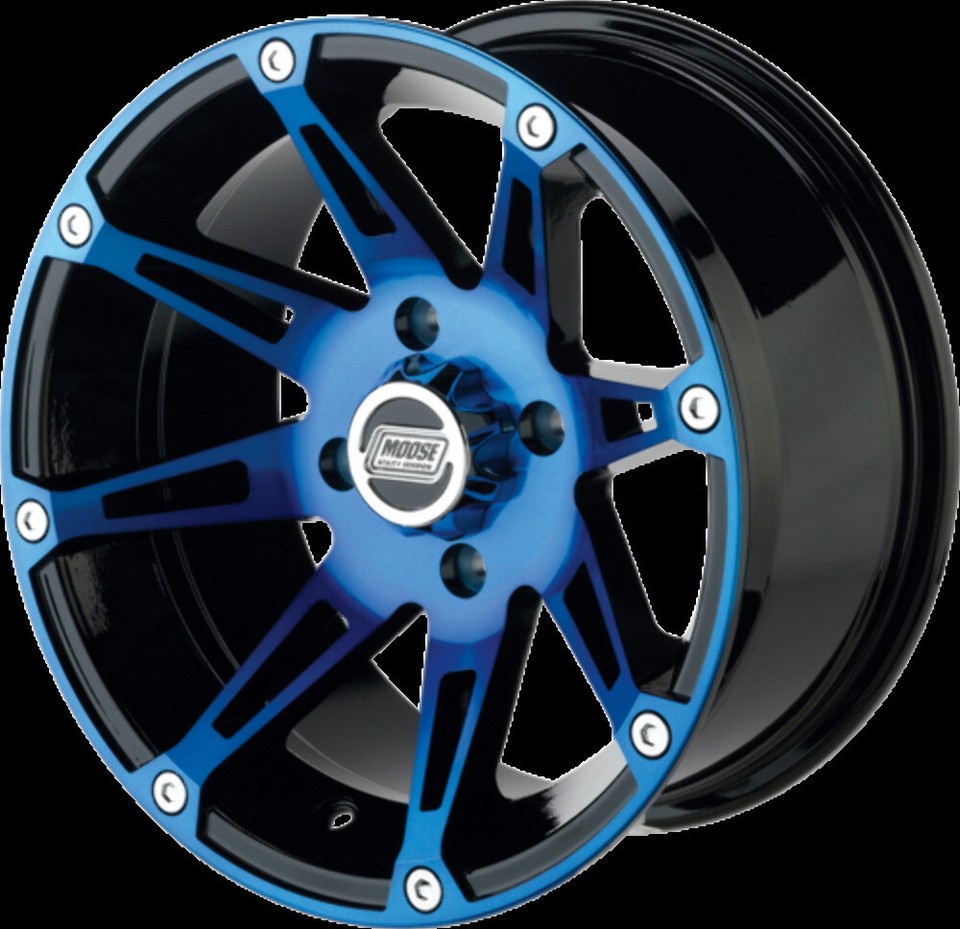 Moose Wheel 387X Rear 12x8 (4/136 - 4+4) Anodized Blue/Black ATV UTV | eBay