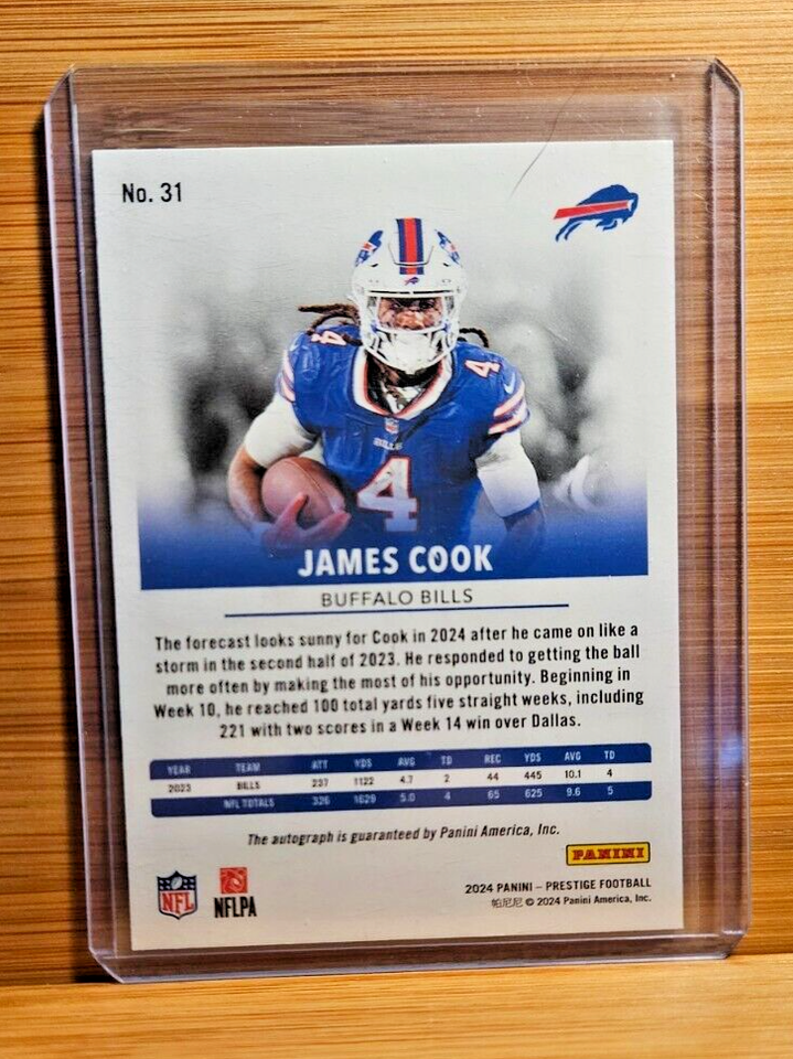 2024 Prestige Football James Cook /199 Autograph Red Xtra Points ...