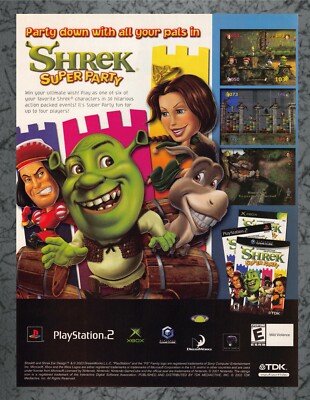 Shrek Super Party Nintendo GameCube PS2 - 2003 Print Ad Original Art 7 ...