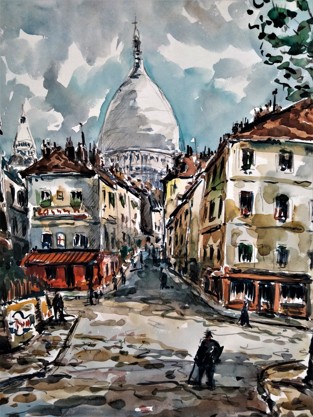 Superbe aquarelle du XX e de ' Lavoine L.P. Robert " rue Norvins Montmartre " | eBay