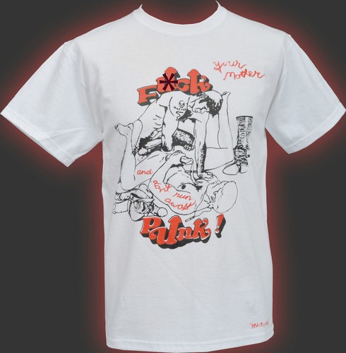 MENS WHITE T-SHIRT F*CK PUNK SEDITIONARIES REPRO SID 1977 PUNK ROCK S ...