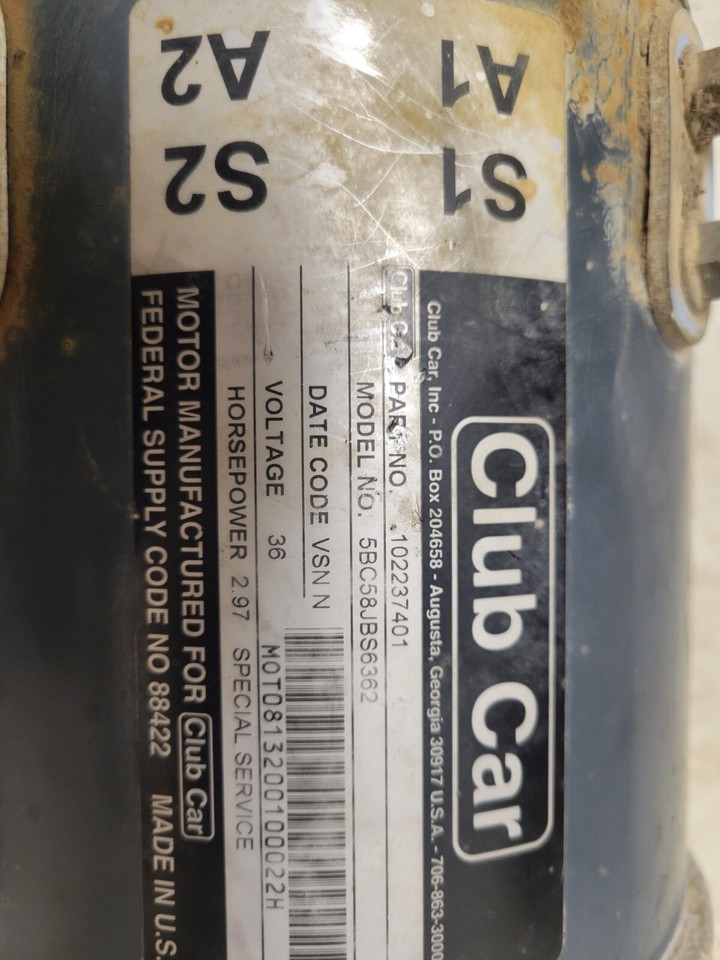 102237401, 5BC58JBS6362, Cub Car Golf cart motor, 2.97 HP Repaired ...