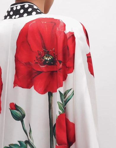 Dolce & Gabbana Poppy Print Silk-Twill Coat Size 40 (US 4) New With ...