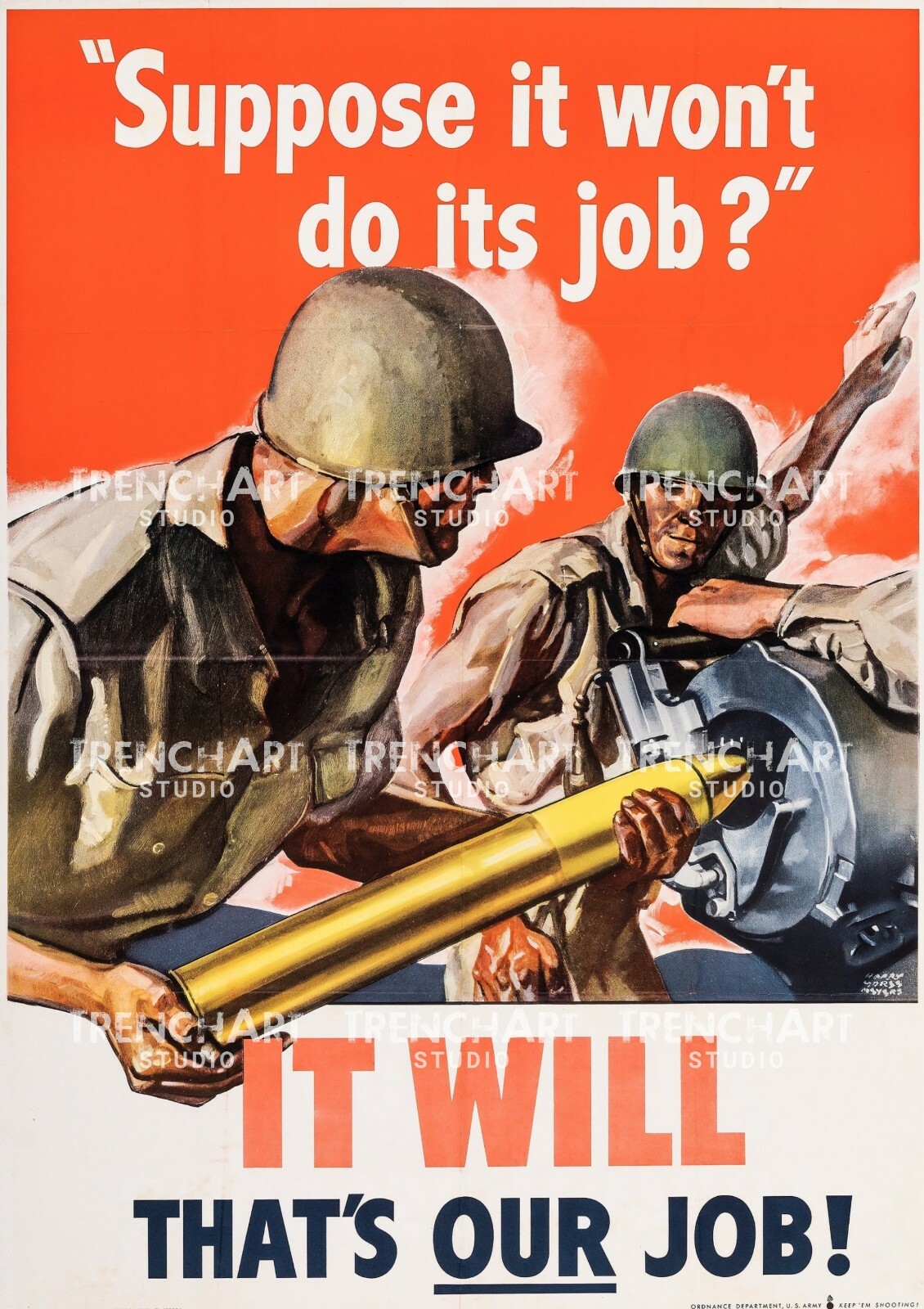Propaganda Poster Print World War WWII soldier job shell artillery gun ...