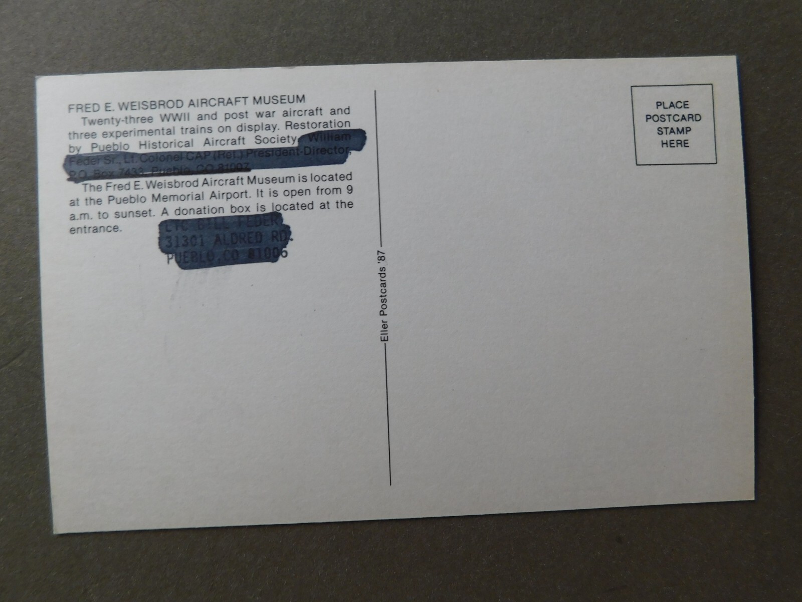 Postcard - Fred E Weisbrod Aircraft Museum: WWII & post war Aircraft ...