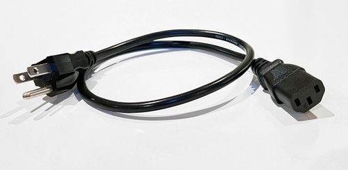 2' Universal 3 Prong AC Power Cord for Computers, Printers Monitors ...