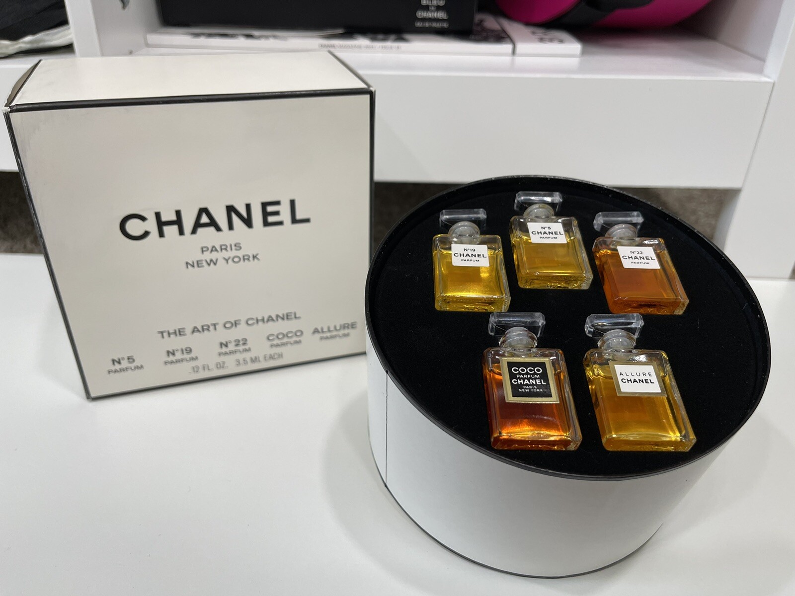 Chanel Miniature Perfume 5 pc Set Vintage Mini Hat Box No 5, Coco, No ...