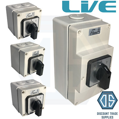 Live IP66 Enclosed Changeover Switch 20 25 32 63 Amp 3 Pole Surface ...