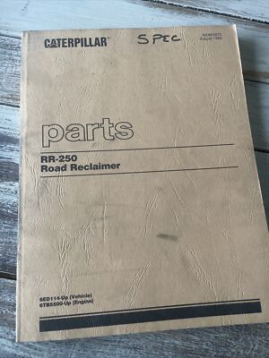 Caterpillar Cat RR-250 Road Reclaimer Parts Catalog Manual Book Shop ...