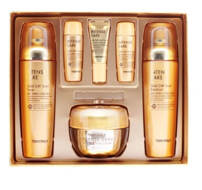 TONY MOLY Intense Care Gold 24K Snail 3Type Set Toner Emulsion Cream ...