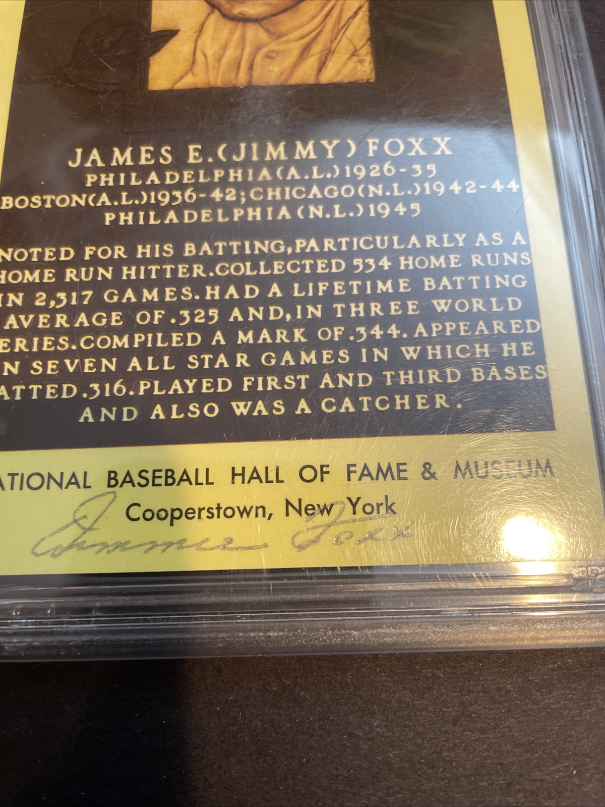 Jimmie Foxx autographed Baseball Hall of Fame Plaque card PSA/DNA ...