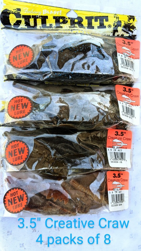 Culprit Crawfish Bait "Creature Craw" Bass Flippin Jig fishing lure lot ...