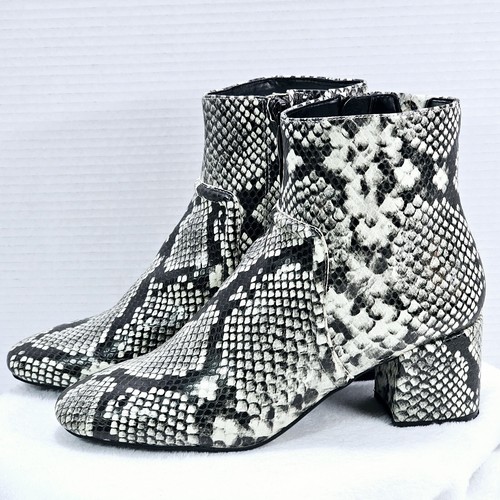 Kenneth Cole New York Womens Size 7.5 M Snake Print Block Heel Boots ...