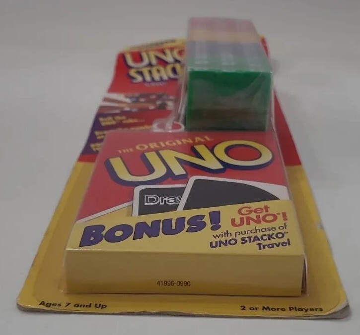 UNO Stacko Game Travel Size 41996 Bonus Pak Mattel 1996 Vintage Damage ...