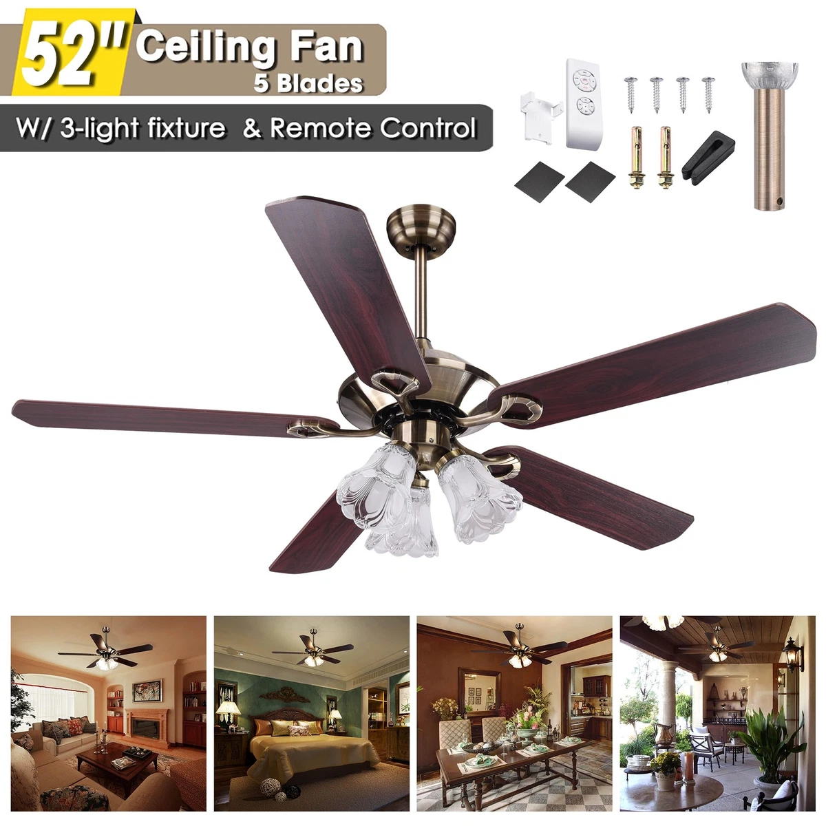 5 Light Ceiling Fan Kit | Shelly Lighting