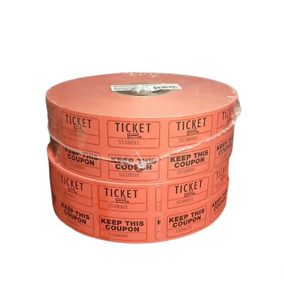 Raffle tickets RED Double Ticket 2000 Count per Roll 2 Rolls | eBay