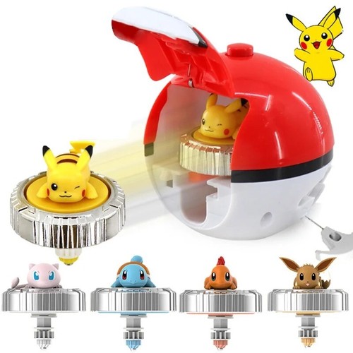 Pokemon Top Spinner Pikachu Charmander Battle Toy Launcher Pokeball Mew ...