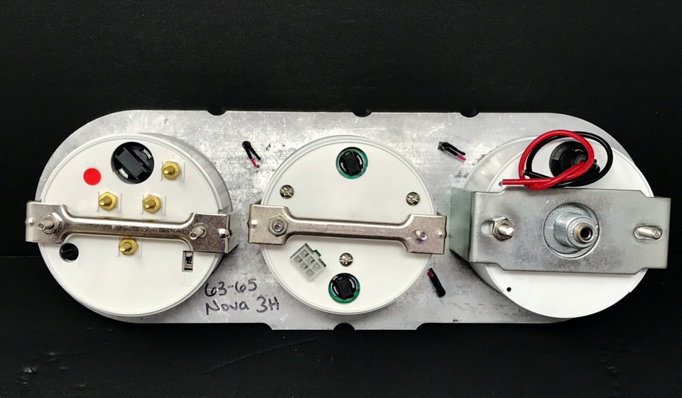 1963-1965 Chevy Nova 3 Gauge Dash Panel Quad Style Cluster Black ...