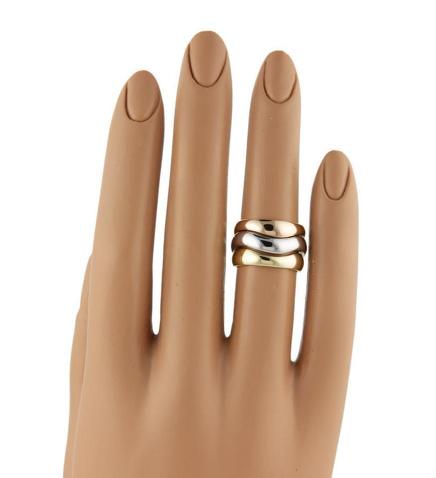 Cartier 18k Ring Tricolor Gold Triple Wave Puzzle Sta… - Gem