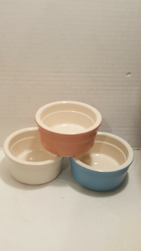 3 CERMER Ceramic Baking Ramekin Custard Soufflé Bowl Cup Pink White ...