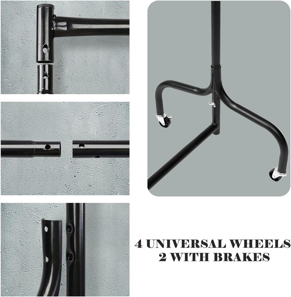 4ft Heavy Duty Garment Rail Hanging Clothes Rack Portable Home Retail ...