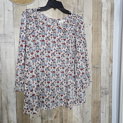 Max Studio Multicolor Floral Ruffled Pullover Tunic Blouse 3/4 Sleeves ...