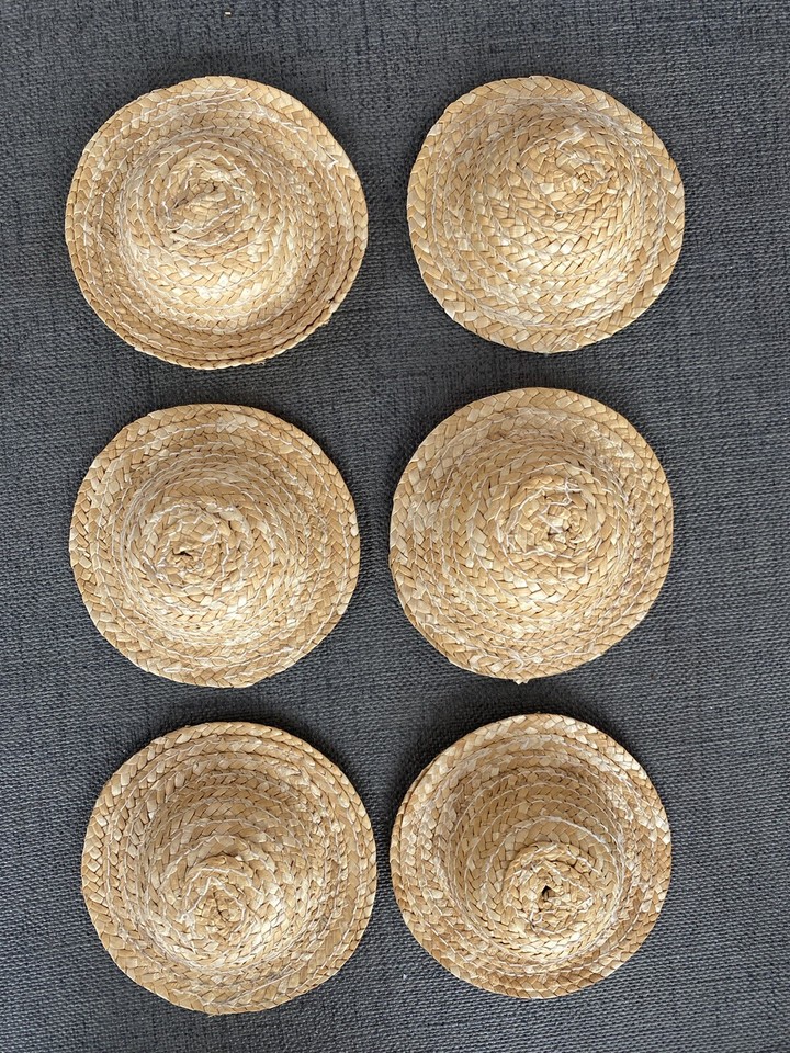 12 X Vintage Miniature Straw Hats for Crafts, Dolls Teddy Bears | eBay