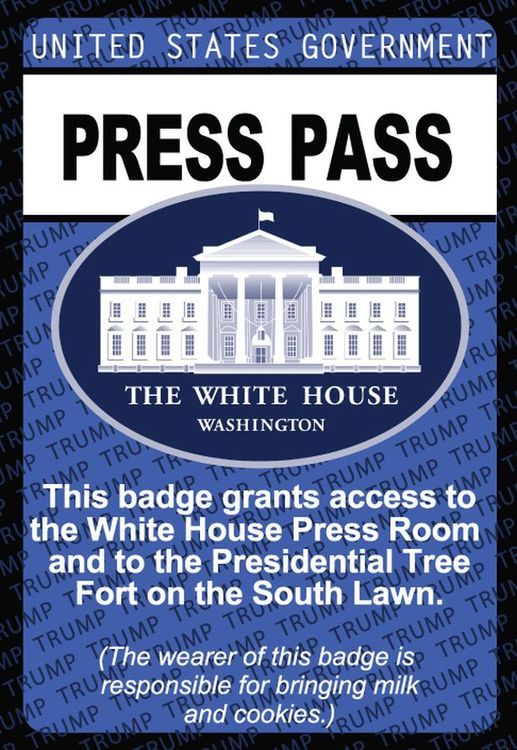 Identification Badge US Government President TRUMP White House PRESS ...
