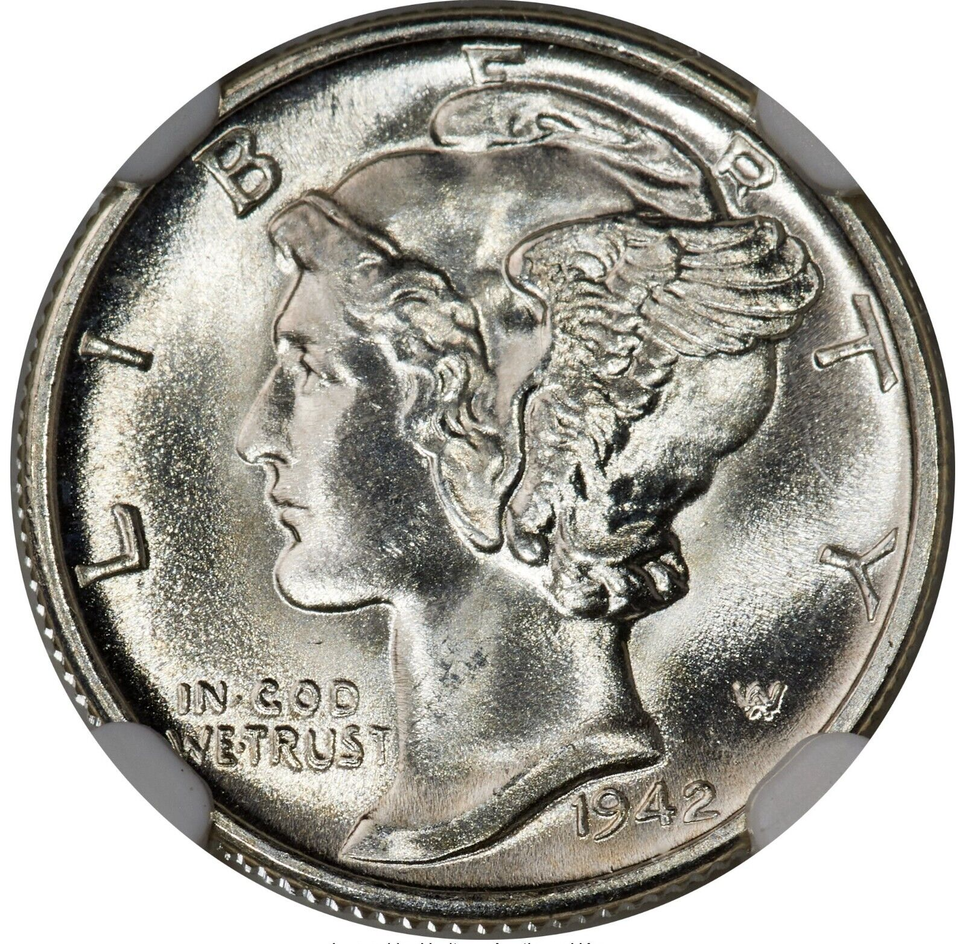 1942-S Mercury Dime 10C Certified NGC MS68 FB RARE COIN FULL BANDS FREE ...