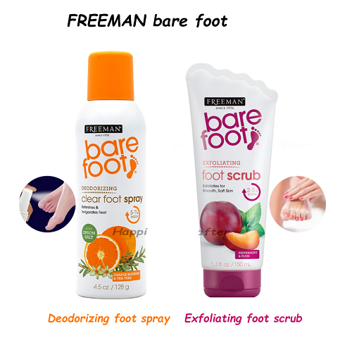 Freeman Bare Foot Deodorizing Foot Spray, Foot Scrub Made In USA | eBay