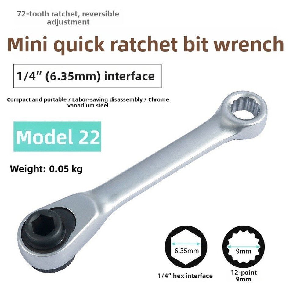For Tight Spaces Ratchet Screwdriver Reversible Switch 72-Tooth Ratchet ...