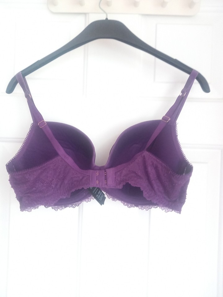 MARKS AND SPENCER LADIES AUTOGRAPH BRA SIZE 36 DD COLOUR PURPLE PADDED ...