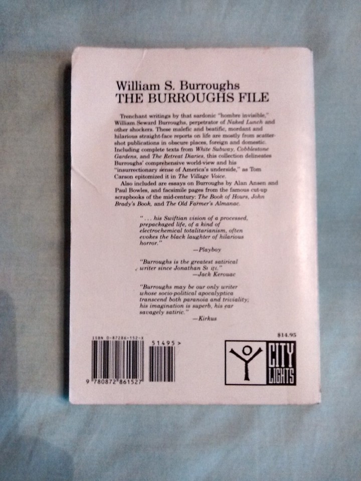 The BURROUGHS FILE- William S. Burroughs, '97 CITY LIGHTS BOOKS 5th PB ...