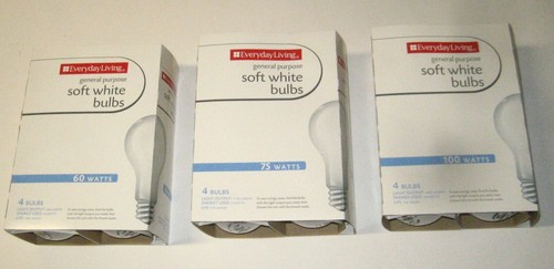 16 NEW Everyday Living Soft White Lightbulbs 60W, 75W, 100W Watt , 4 ...