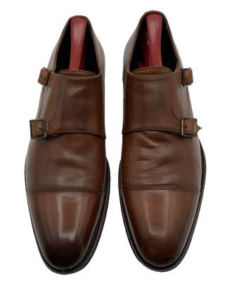 To Boot New York Benjamin Double Monk Strap Shoe Brown Tmoro Leather Sz ...