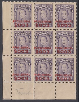 COLOMBIA 1921, BLOCK OF 9 STAMPS - MNH | eBay
