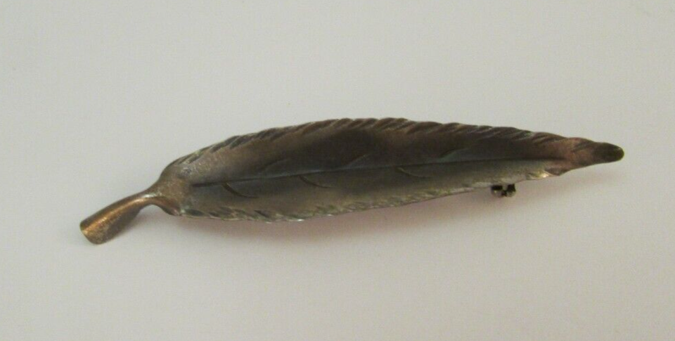 Vintage Stuart NYE Sterling Silver 2 1/2" Etched Leaf Brooch Pin ...