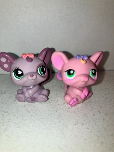 Littlest Pet Shop Lot of 2 Rats/Mice #303 Pink Rat and #464 Purple Rat ...