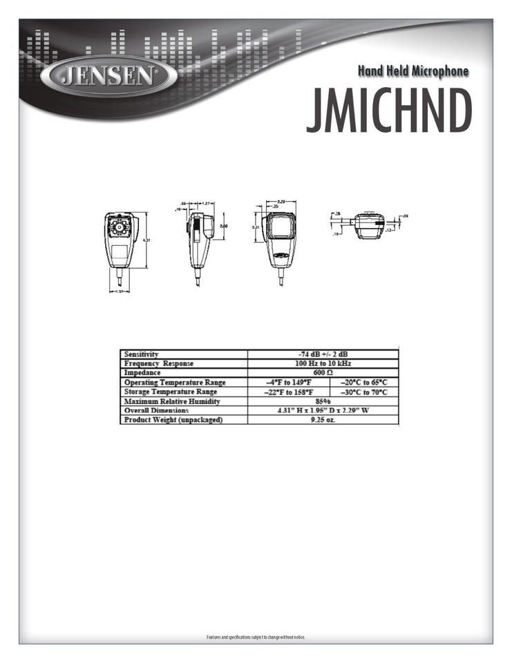Jensen JMICHND Hand Held Microphone, Momentary Push to Talk Button | eBay